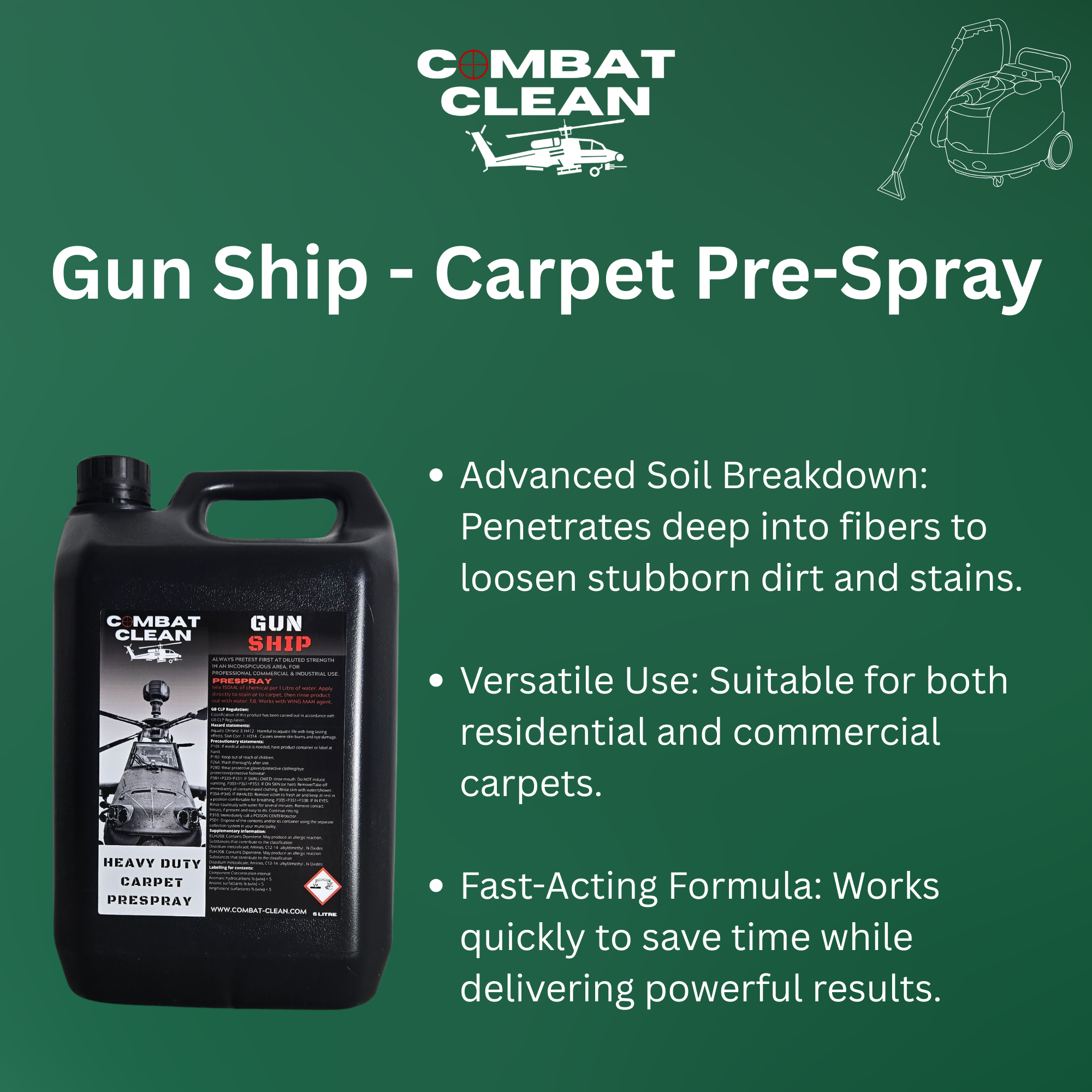 Gunship – Heavy Duty, High-Value Carpet Pre-Spray – Combat Clean